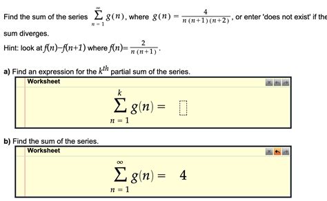 Solved Find The Sum Of The Series N 1g N Where Chegg Com