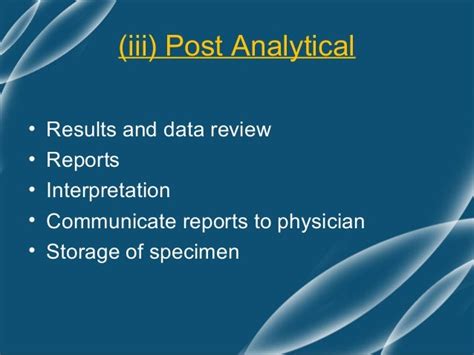 Pre Analytic And Postanalytic Test Management
