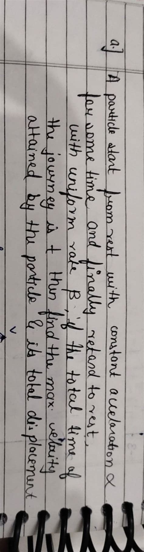 A A Particle Start From Rest With Constant Accelaration α Fer Rome Time