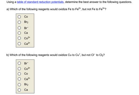 solved using a table of standard reduction potentials