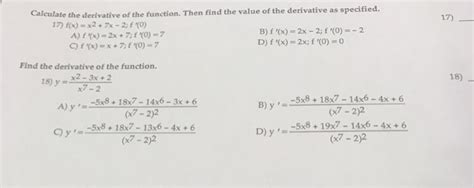 Solved Calculate The Derivative Of The Function Then Find