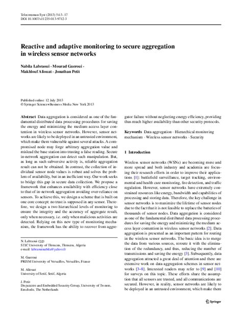 Pdf Reactive And Adaptive Monitoring To Secure Aggregation In