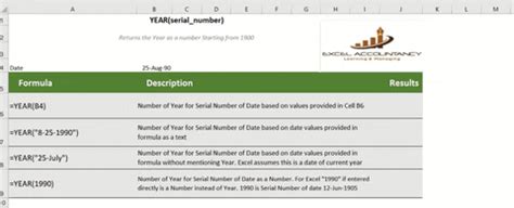 Excel YEAR Function Excel Accountancy