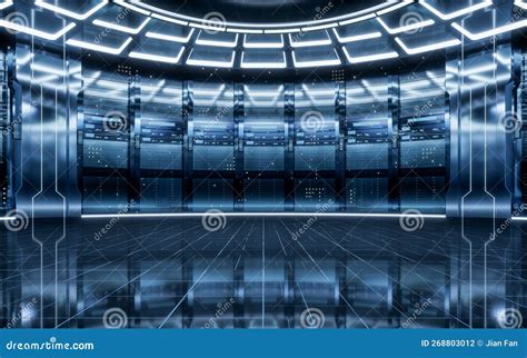 Sever Racks And Data Center Big Data And Cloud Computing Concept 3d Rendering Stock