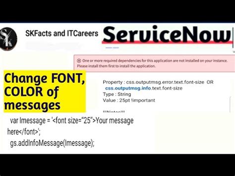 Servicenow Advanced Scriping FONT Size Change Messages Servicenow Interviewquestions