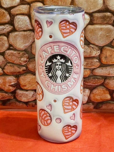 Cafecito Y Chisme 3d Inflated Tumbler 20 Oz Skinny Tumbler Sassy Tumbler Sarcastic Tumbler
