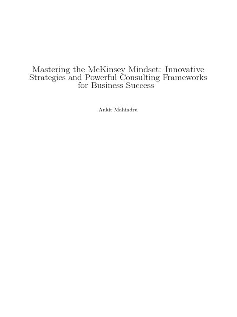 Mastering The Mckinsey Mindset Pdf
