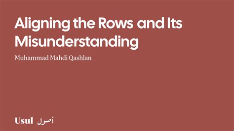 Aligning The Rows And Its Misunderstanding Usul