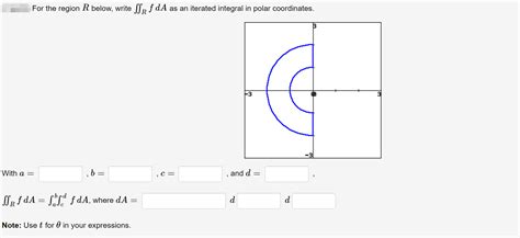 solved for the region r below write ∬rfda as an iterated