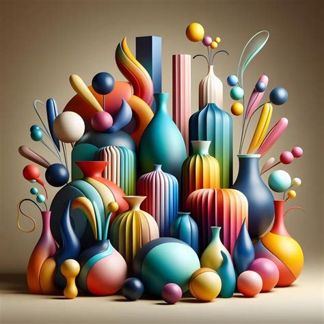 Vibrant Multicolored Vases Abstract Objects Premium Ai Generated Image Vibrant Multicolored Vases Abstract Objects Premium Ai Generated Image