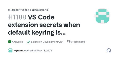 Vs Code Extension Secrets When Default Keyring Is Unavailablelocked · Microsoft Vscode