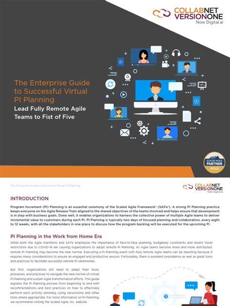 The Enterprise Guide To Successful Virtual Pi Planning Pdf Agile Software Development