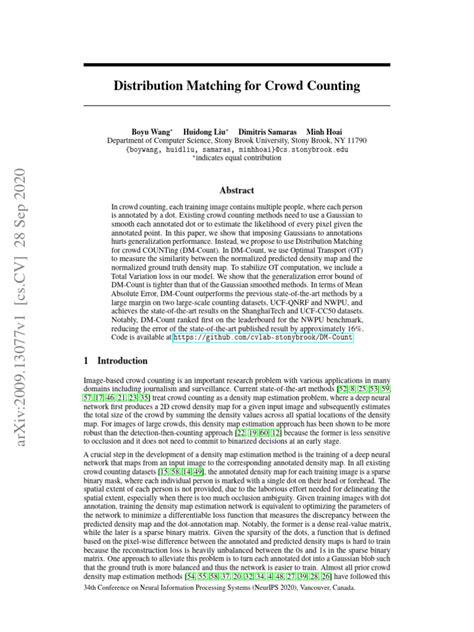 Arxiv2020 Distribution Matching For Crowd Counting Pdf Normal Distribution Mathematical