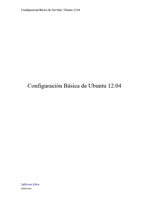 Configuración Básica De Ubuntu Server Pdf Archivo De Computadora
