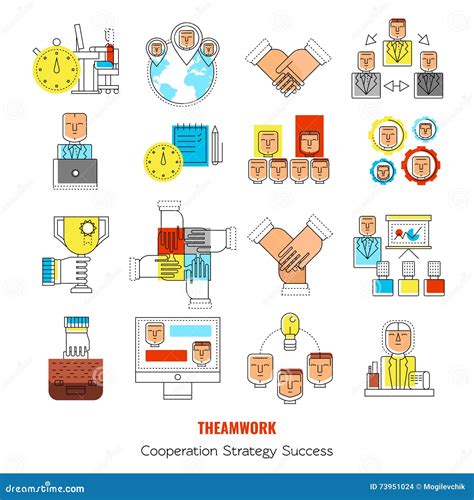 Teamwork Line Icons Signs Set Design Collection Of Collaboration