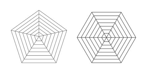 pentagon and hexagon radar spider diagram template spider mesh polygon