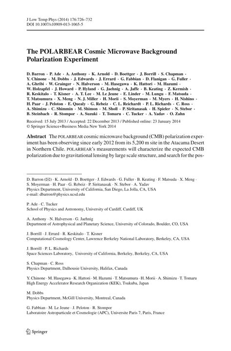 Pdf The Polarbear Cosmic Microwave Background Polarization Experiment