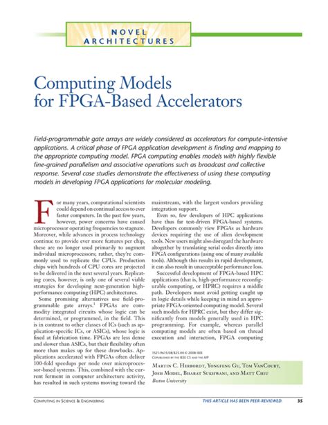 Computing Models For Fpga Based Accelerators