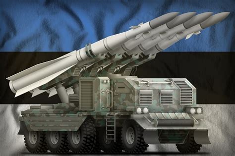 에스토니아 국기 배경에 북극 위장 전술 단거리 탄도 미사일 3d 일러스트레이션 겨울에 대한 스톡 사진 및 기타 이미지 겨울 군사 기 Istock