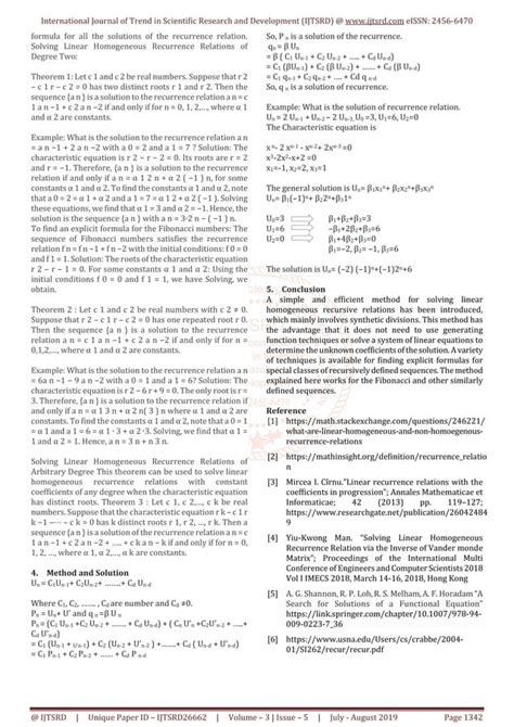 Impact Of Linear Homogeneous Recurrent Relation Analysis Pdf