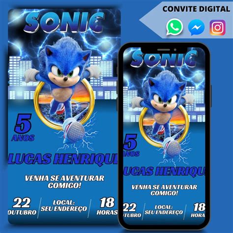 Convite Digital Sonic Elo7 Produtos Especiais