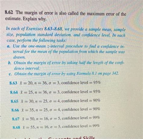 Solved 8 62 The Margin Of Error Is Also Called The Maximum