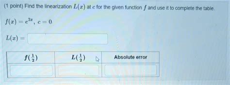 Solved 1 Point Find The Linearization Lx At C For The