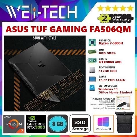 Jual Asus Tuf Gaming A Fa Qm Ryzen H Gb Gb Nvidia Rtx Gb Fhd Ips