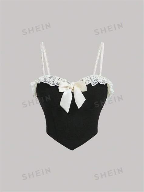 Shein Mod Top De Estructura De Corset Y De Tirantes Con Frente De