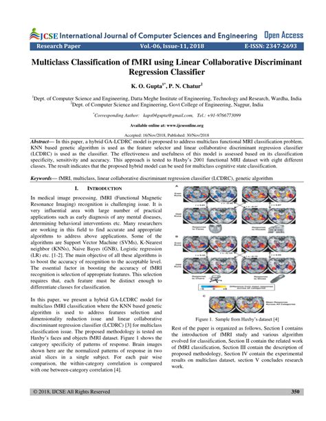 Pdf Multiclass Classification Of Fmri Using Linear Collaborative Discriminant Regression
