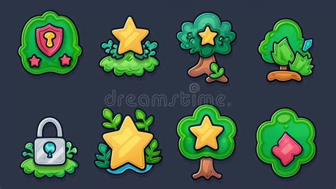 A Set Of Game Map Buttons Isolated On A White Background Modern