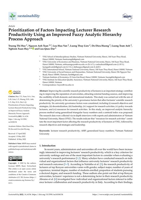 Pdf Prioritization Of Factors Impacting Lecturer Research Productivity Using An Improved Fuzzy