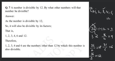 Q 7 A Number Is Divisible By 12 By What Other Numbers Will That Number