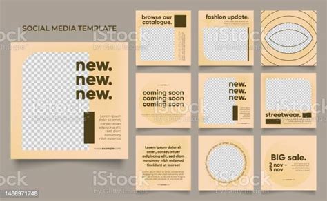 소셜 미디어 템플릿 배너 패션 판매 촉진 브라운 색상 완전히 편집 가능한 정사각형 포스트 프레임 고객 참여에 대한 스톡 벡터