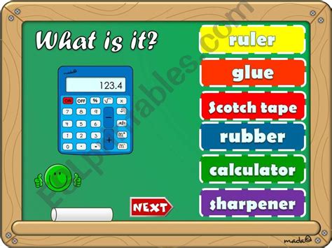ESL English PowerPoints Classroom Objects GAME