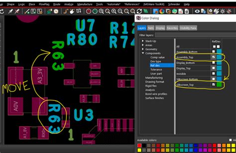 Move The Assembly Ref Des To The Same Location As The Silkscreen Ref Des Allegro X Pcb Editor