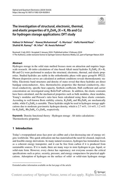 The Investigation Of Structural Electronic Thermal And Elastic Properties Of X2znh4 X K