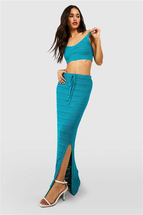 Crochet Bralette And Maxi Skirt Set Boohoo Usa