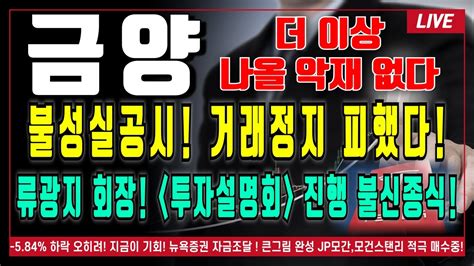 금양 주가전망 🚨긴급속보🚨류회장 블록딜 Dr 외인 매각 고객사 조기 양산 목적 유증 문제 없다 불성실공시 소명 거래정지 불가 리튬 추후 매출 반영 곧 투자