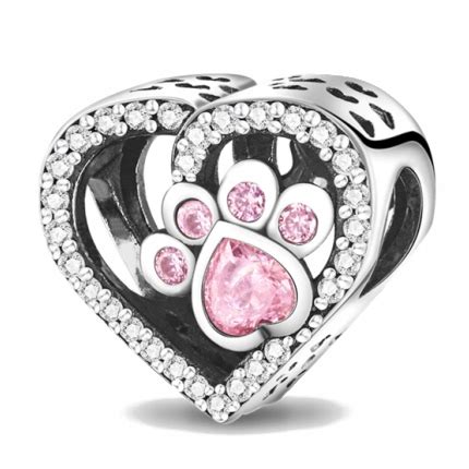 Srebrna przywieszka pr Charms Serce Psia Łapa oficjalne archiwum Allegro
