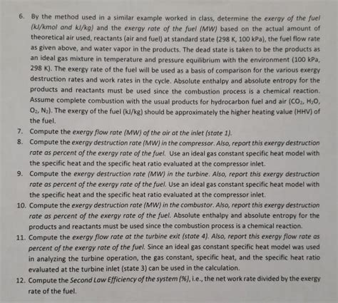 Solved Perform A Combined Energy And Exergy Analysis Of The