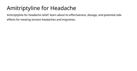 Amitriptyline For Headache Meds Is