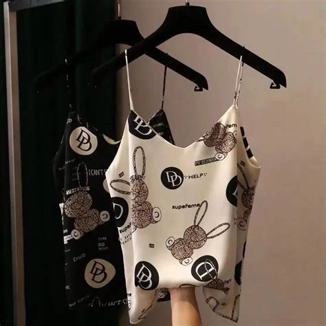 2021 여성용 프린트 캐미스 V 넥 탱크 탑 내부 겉옷 탑 여름 쿨링 의류나시 Aliexpress