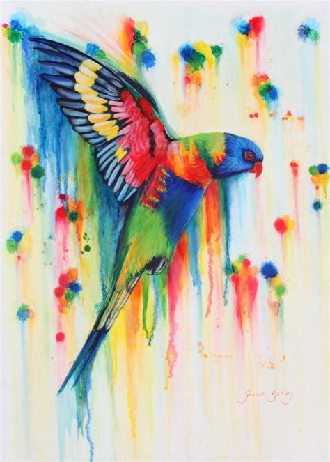 The Rainbow Lorikeet By C Joanne Barby Oil Wash And PanPastel On