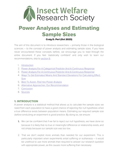 Pdf Power Analyses And Estimating Sample Sizes
