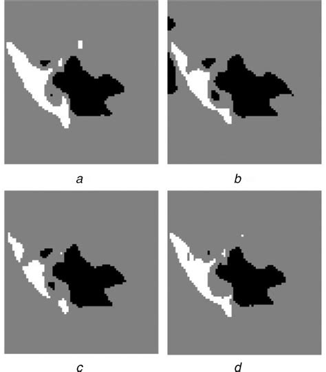 first and fifth iterations of underwater sonar image segmentation