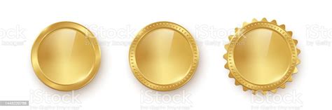 금화 세트 3d 현실적인 황금 돈 현금 또는 보물 표지판 고립 된 빛나는 메달 금메달에 대한 스톡 벡터 아트 및 기타 이미지 금메달 금 금속 금색 Istock