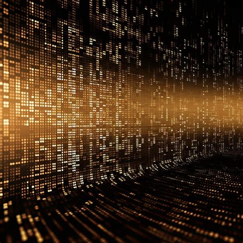 Tan Binary Code On Dark Creating An Atmosphere Of Data Technology And Cyber Security Focus On