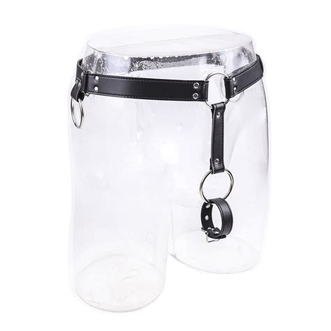 Male Chastity Belt Cock Ring Leather Black Chastity Cage
