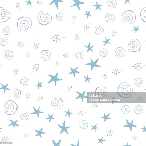 흰색 바탕에 추상적 인 가지와 꽃의 완벽 한 패턴입니다 손으로 그린 별과 나선 관목에 대한 스톡 벡터 아트 및 기타 이미지 관목 꽃 식물 나무 Istock